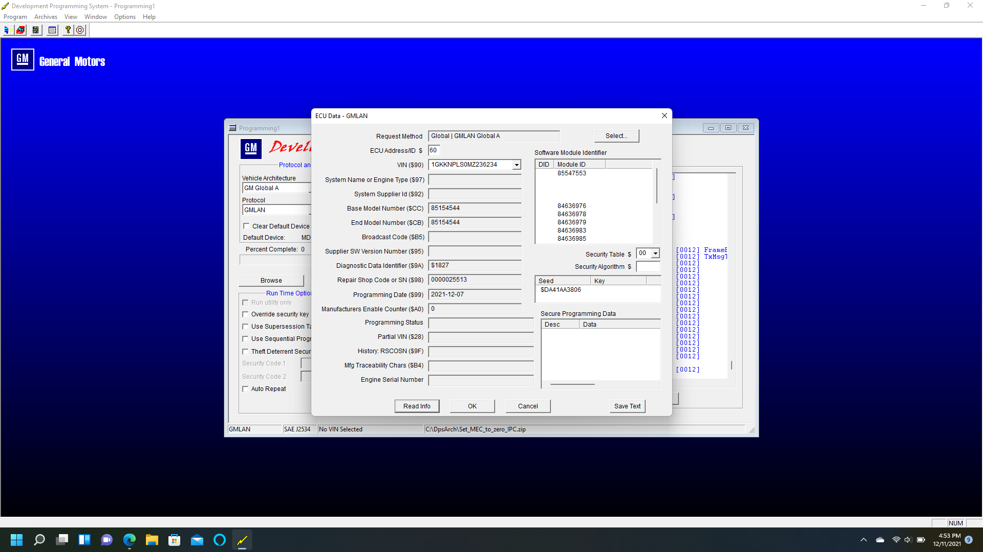 GM IPC, Instrument Cluster VIN change file for 2-byte seed IPC for ...