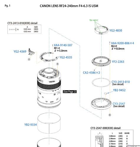 Canon RF 24-240mm F4-6.3 IS USM LENS parts catalog - Canon Lens and ...